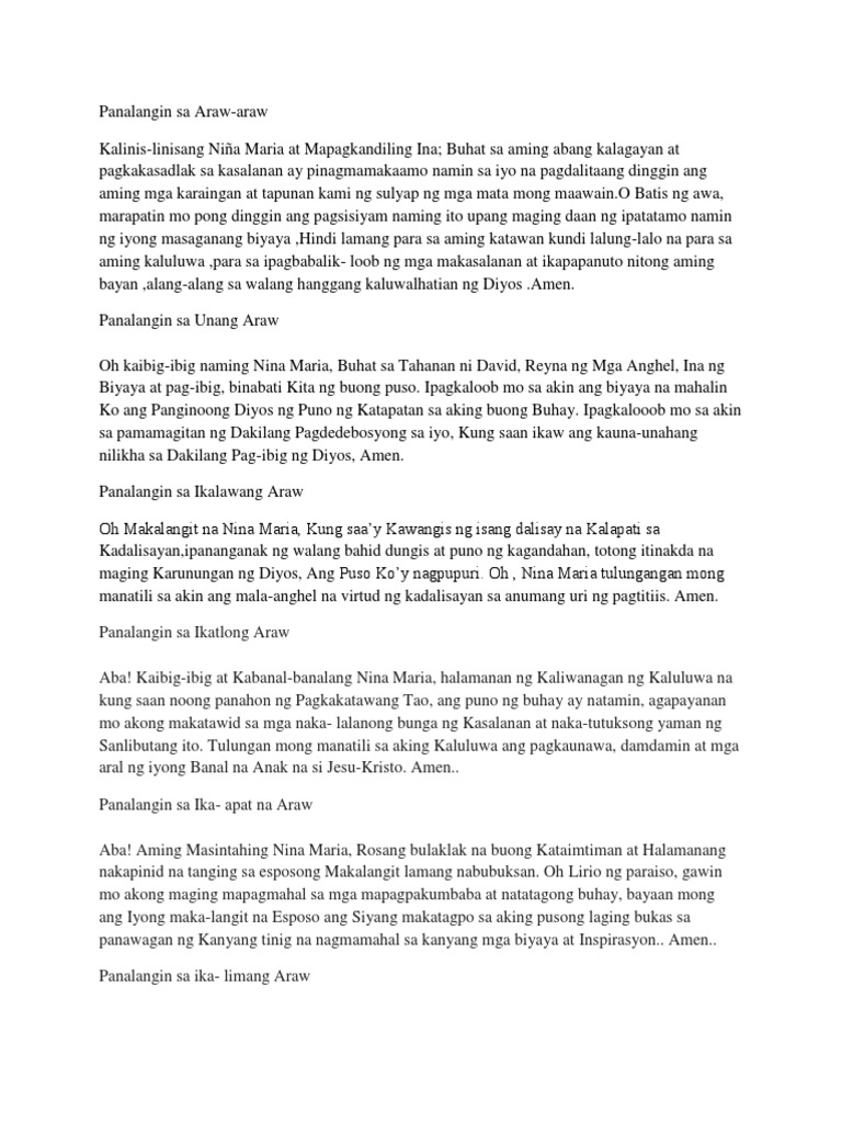 Panalangin Sa Unang Araw | PDF
