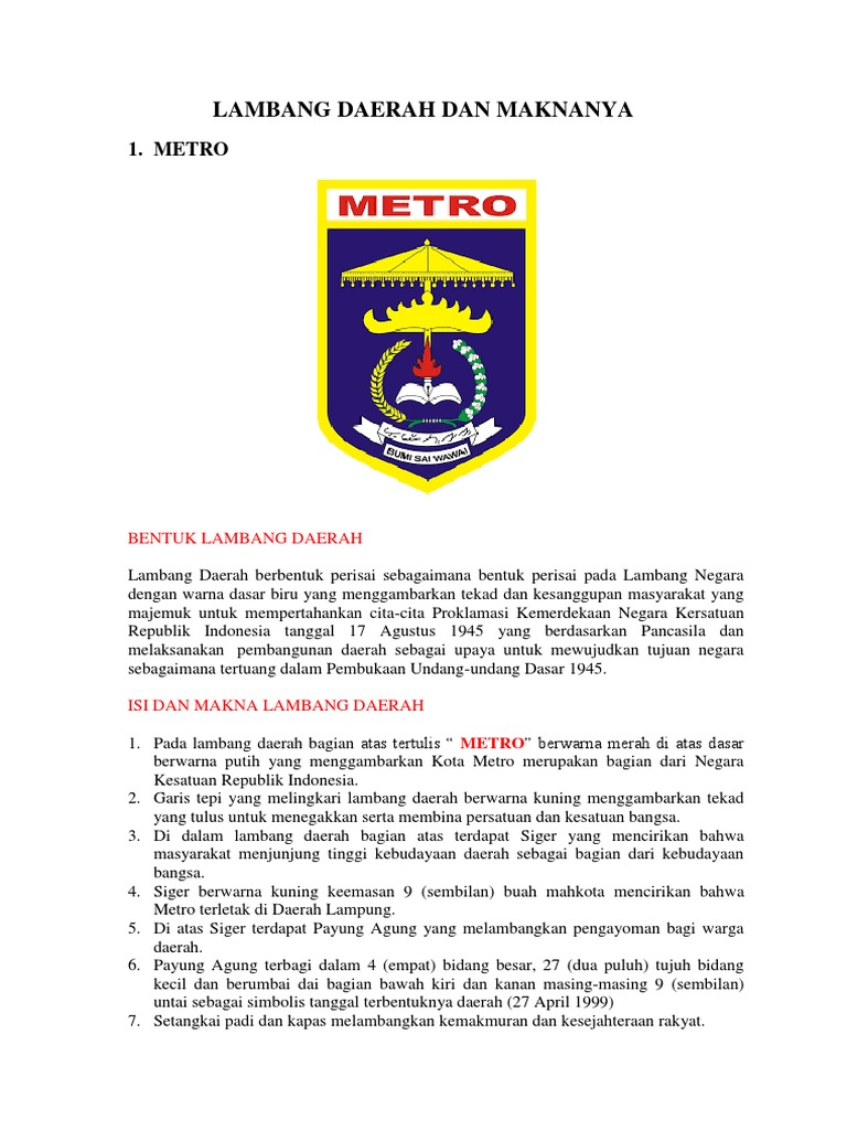 Lambang Daerah Provinsi Lampung | PDF | Perjalanan | Sejarah