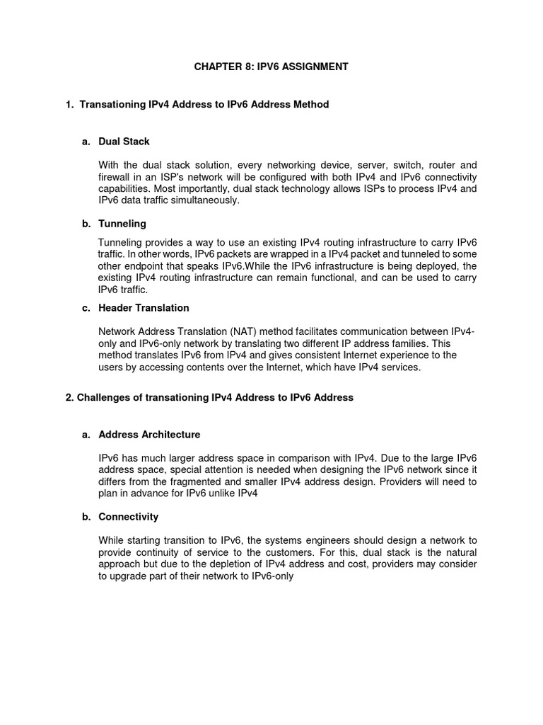 CHAPTER 8 Assignment | PDF | I Pv6 | Computer Network