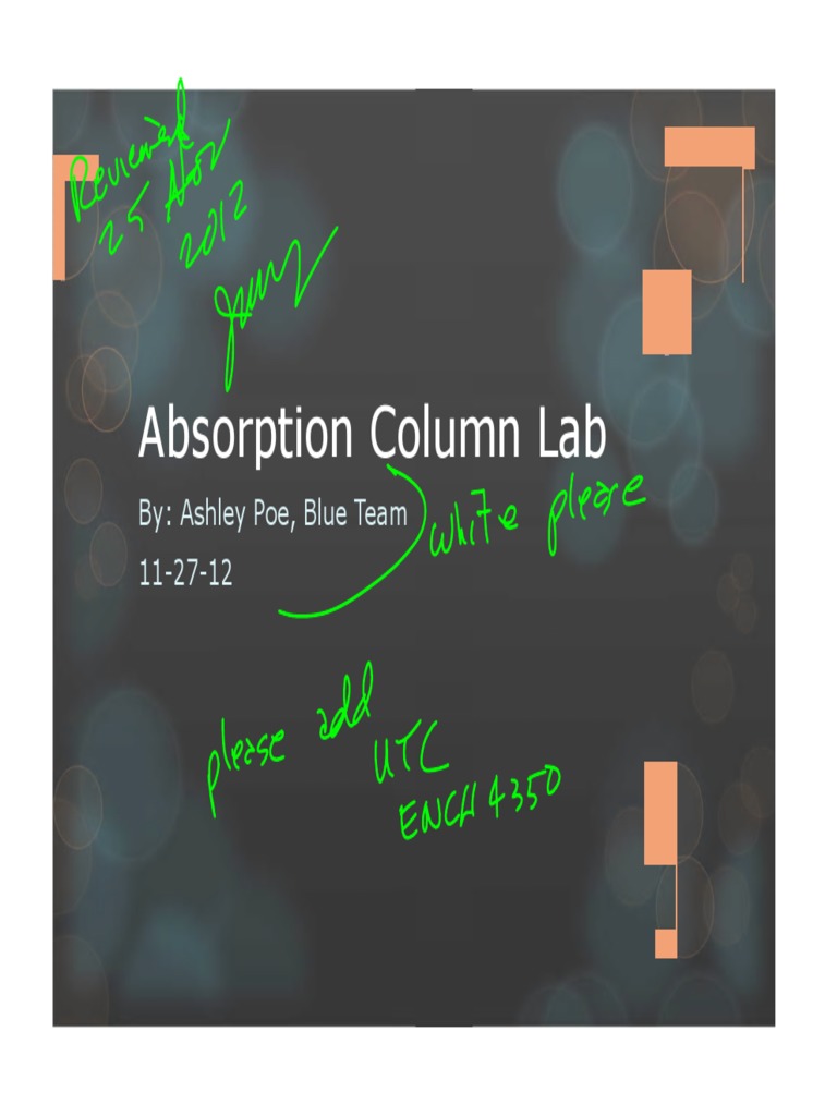 Absorption Column Lab Powerpoint | PDF | Experiment | Pressure