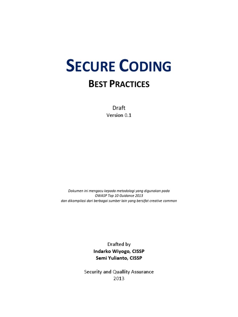 Secure Coding Best Practices - Draft 0.1 | PDF