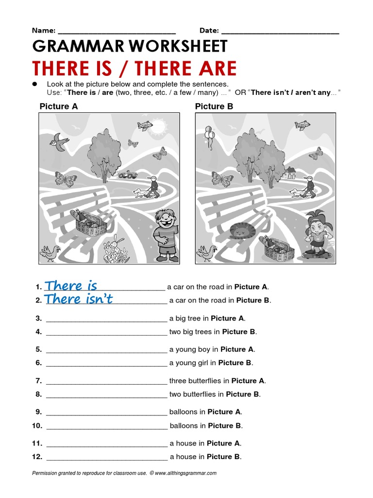 There Is / There Are: Grammar Worksheet | PDF | Semiotics | Linguistics