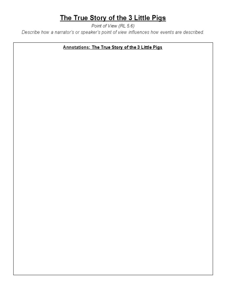 Point of View The True Story of The 3 Little Pigs | PDF | Narration