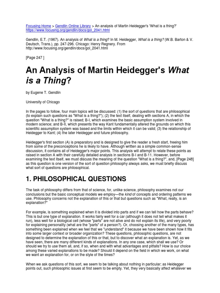Analyzing Heidegger's Concept of "Thing" | PDF | Axiom | Immanuel Kant