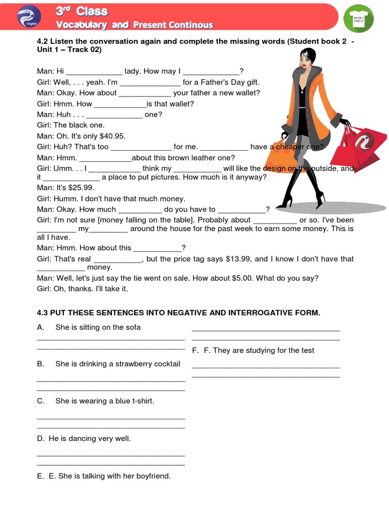 03.BOOK2 UNIT1 CLASS3 Present Continous Exercise | PDF | Leisure