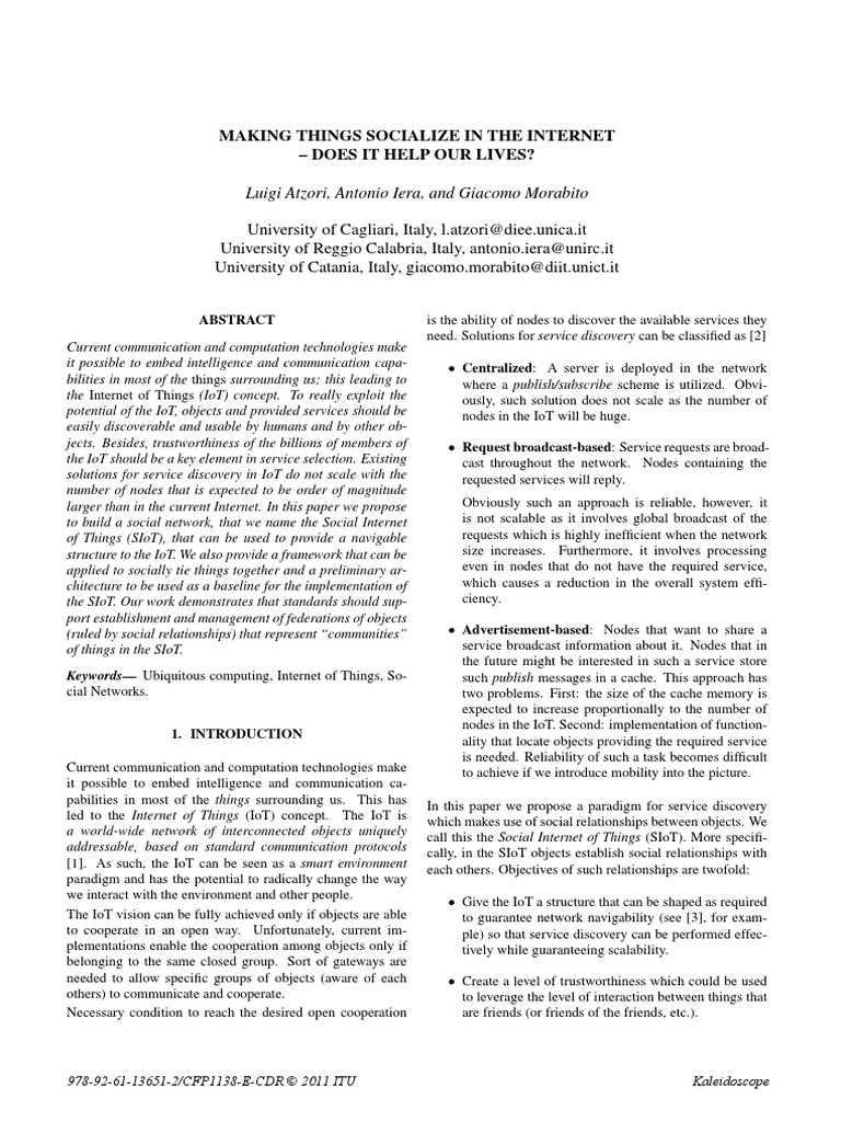 Making Things Socialize in The Internet - Does It Help Our Lives? | PDF | Internet Of Things ...