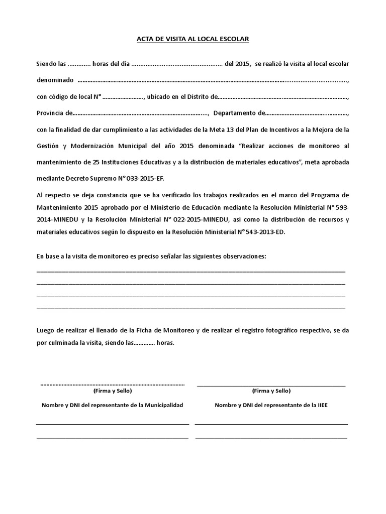 Modelo de Acta PDF | PDF