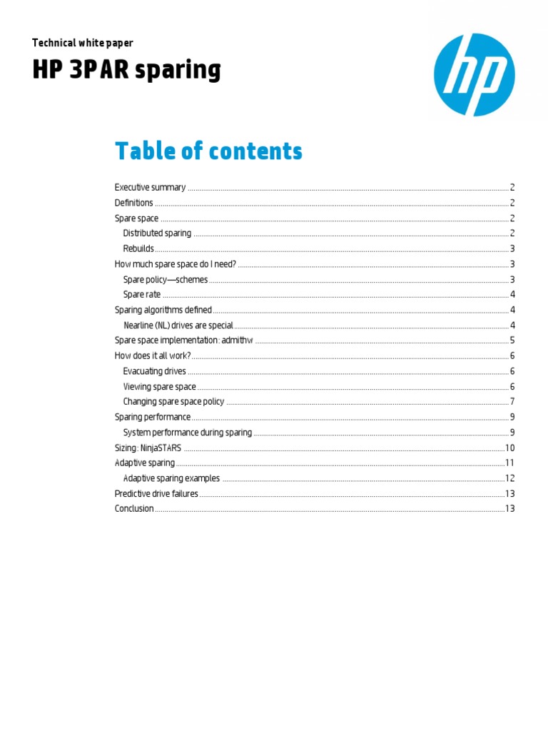 3PAR Sparing (Aug 2015) | PDF | Flash Memory | Solid State Drive