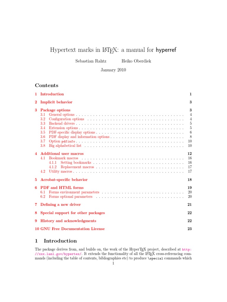 Hypertext Marks in L TEX: A Manual For Hyperref: //XXX - Lanl.gov/hypertex | PDF | Hyperlink | Text