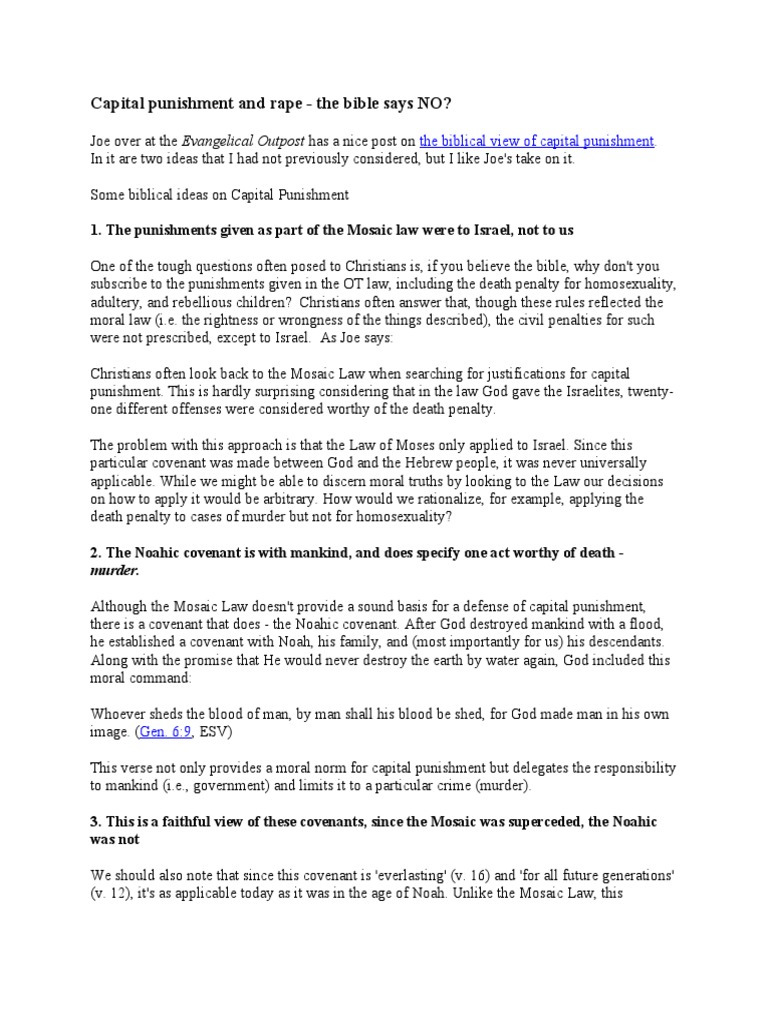 Christian Outlook On Capital Punishment | PDF | Law Of Moses | Covenant ...
