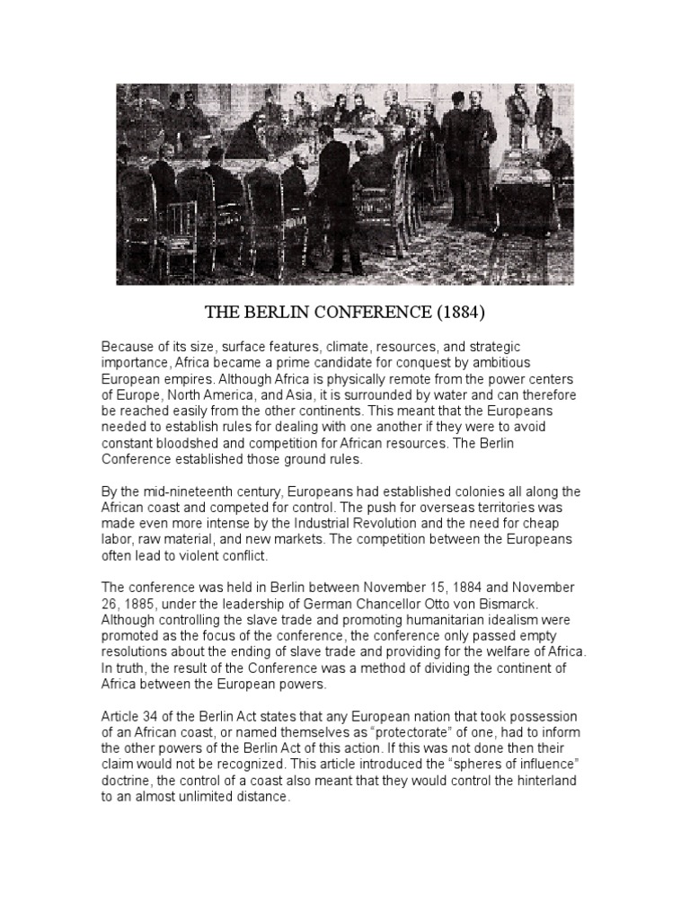 Significance of the Berlin Conference 1884 | PDF | Africa | Change