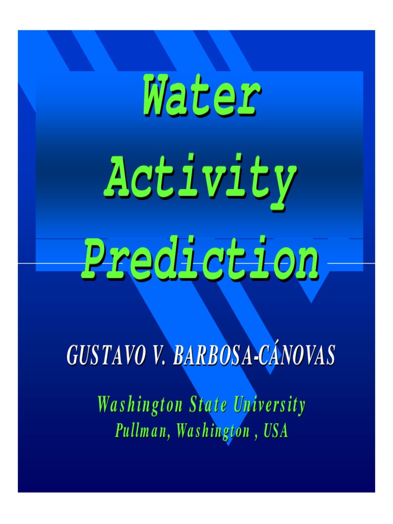Water Activity Prediction in Foods | PDF | Solution | Applied And ...