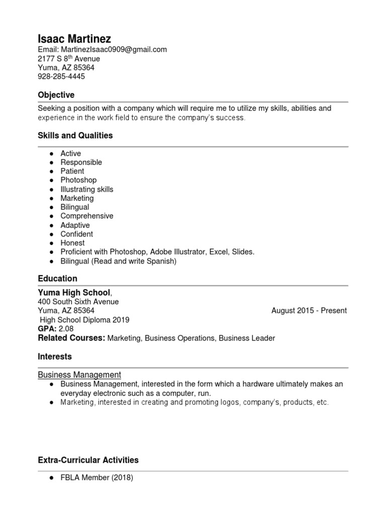 2018 Isaac Martinez Resume | PDF