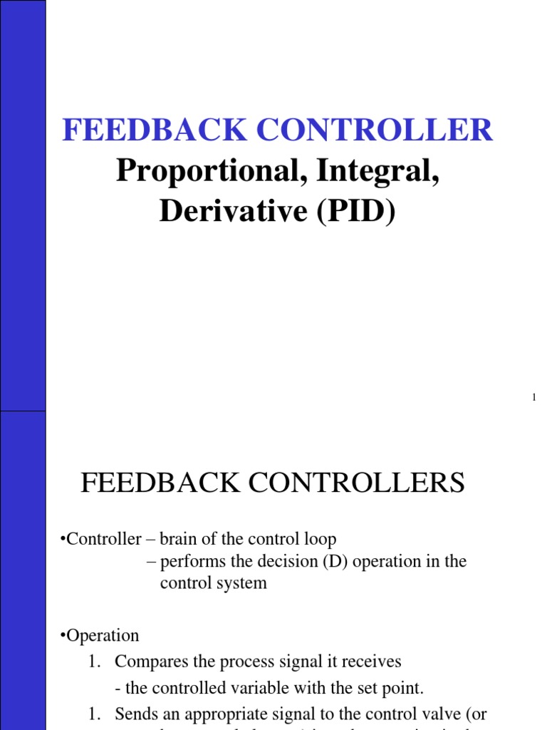 Feedback Controller: Proportional, Integral, Derivative (PID) | PDF ...