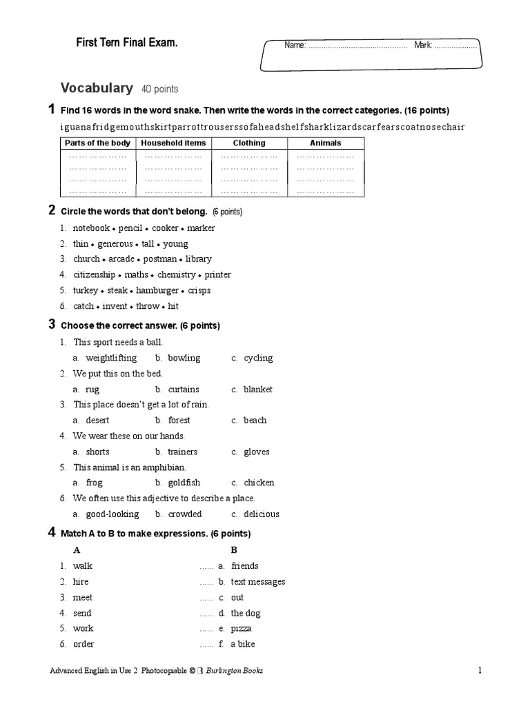 First Term Final Exam Adapted | PDF | Linguistics
