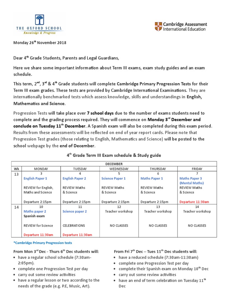4th Grade EXAM STUDY GUIDE Term III 2018 | PDF | Test (Assessment ...