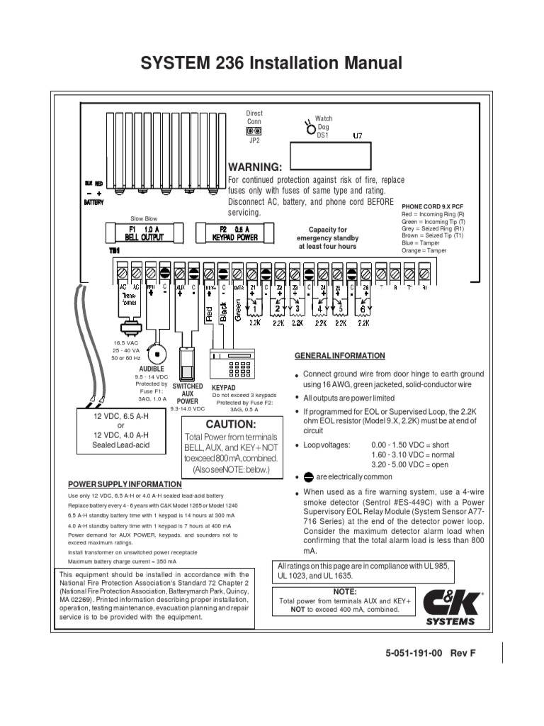 CK 236 Install | PDF | Security Alarm | Switch