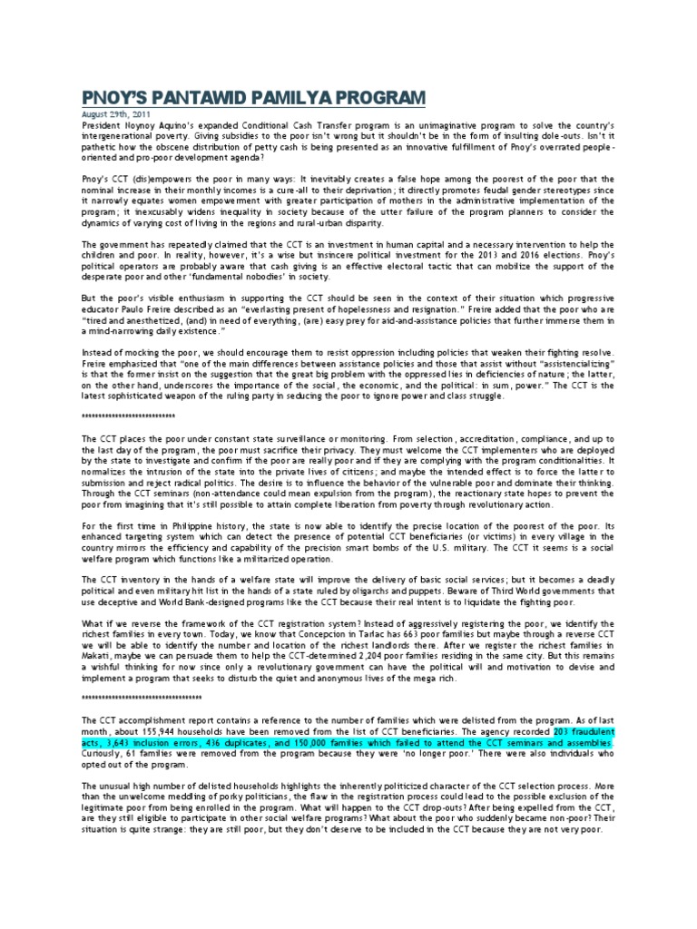 Pnoy'S Pantawid Pamilya Program: August 29th, 2011 | PDF | Empowerment ...