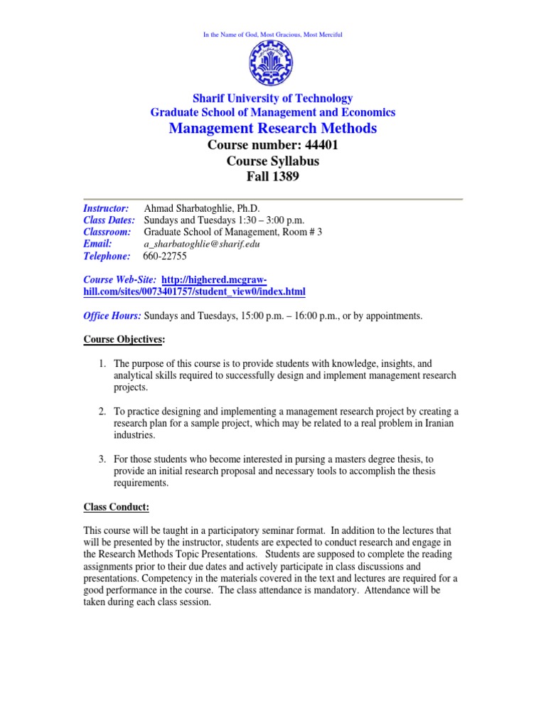 Sharbat 786-BRM Syllabus Fall 1389 PDF | PDF | Academic Publishing | Plagiarism