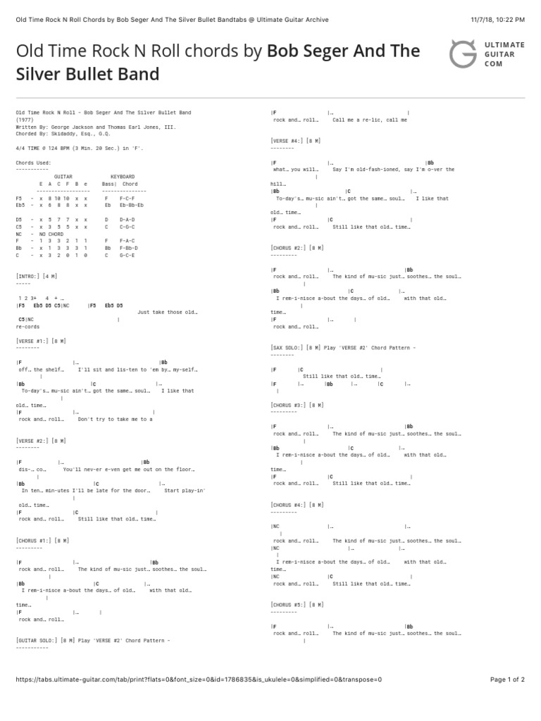 Old Time Rock And Roll Ukulele Tab – TYPGT