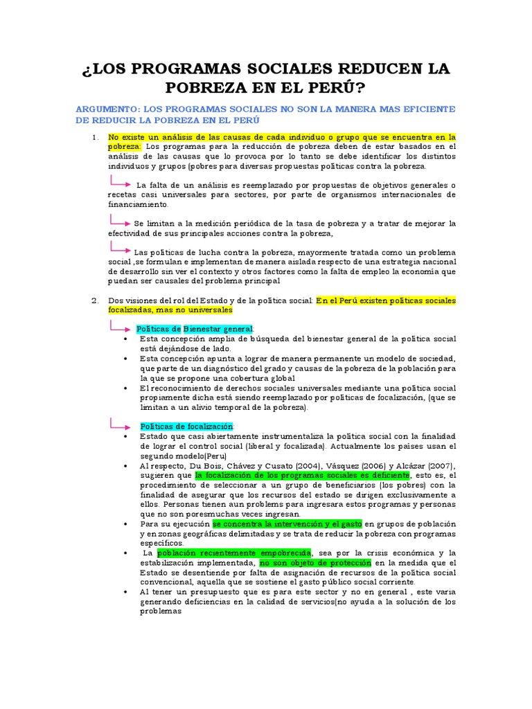 Los Programas Sociales Reducen La Pobreza en El Perú | PDF | Politica ...
