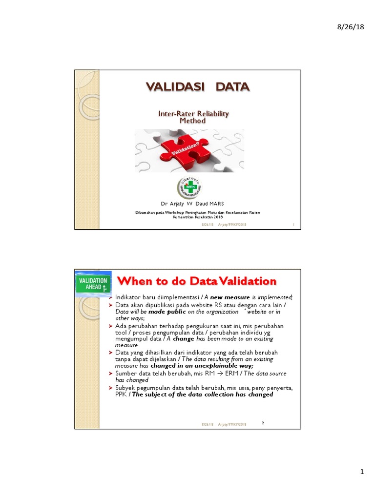 Validasi Data Indikator Mutu | PDF