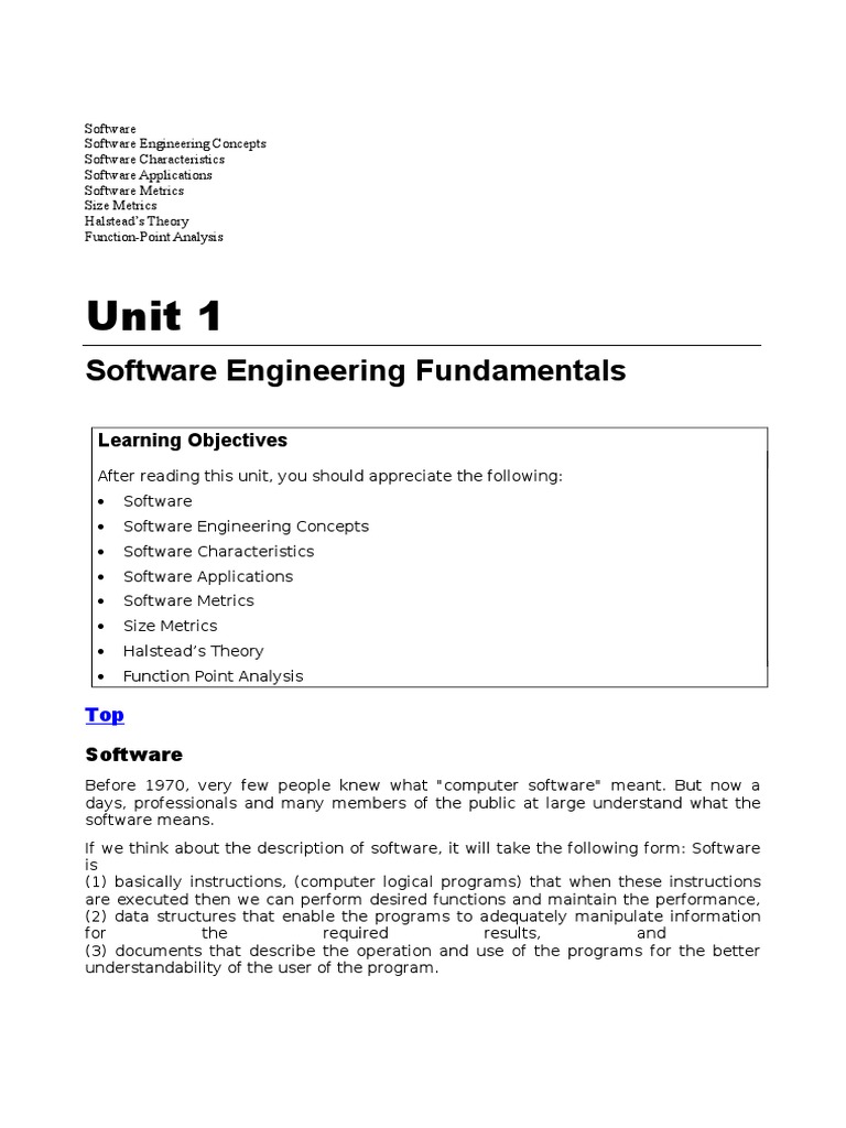 Unit 1: Software Engineering Fundamentals | PDF | Component Based Software Engineering | Software