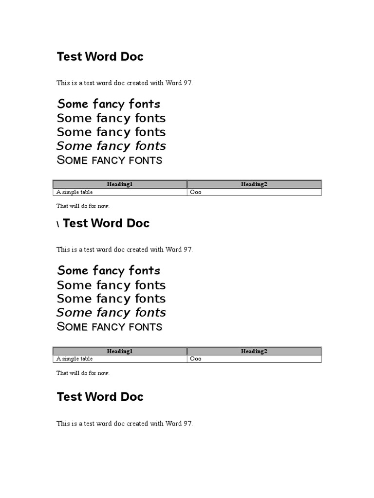 Test Word Doc: Some Fancy Fonts Some Fancy Fonts Some Fancy Fonts S | PDF
