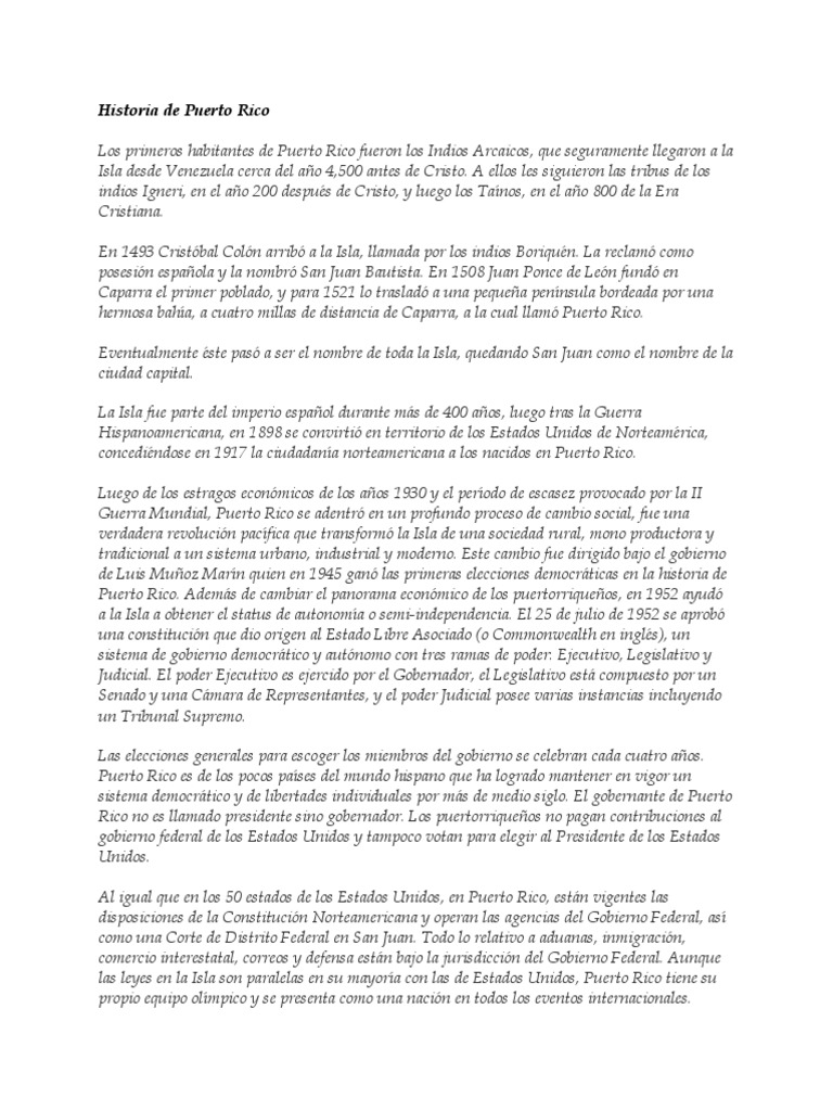 Historia de Puerto Rico | PDF | Puerto Rico | Gobierno Federal de los ...