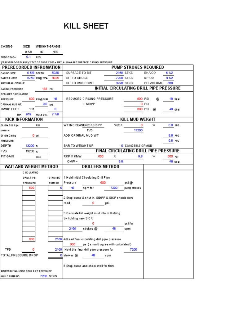 Kill Sheet: Prerecorded Infromation Pump Strokes Required | PDF ...