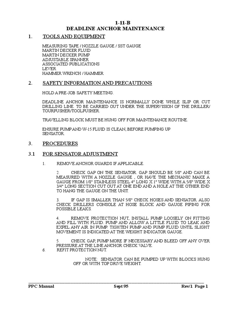 1-11-B 1. Tools and Equipment: Deadline Anchor Maintenance | PDF | Nut ...