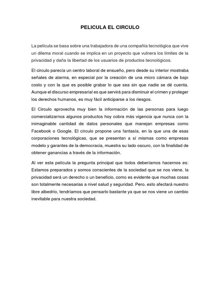 Pelicula El Circulo | PDF
