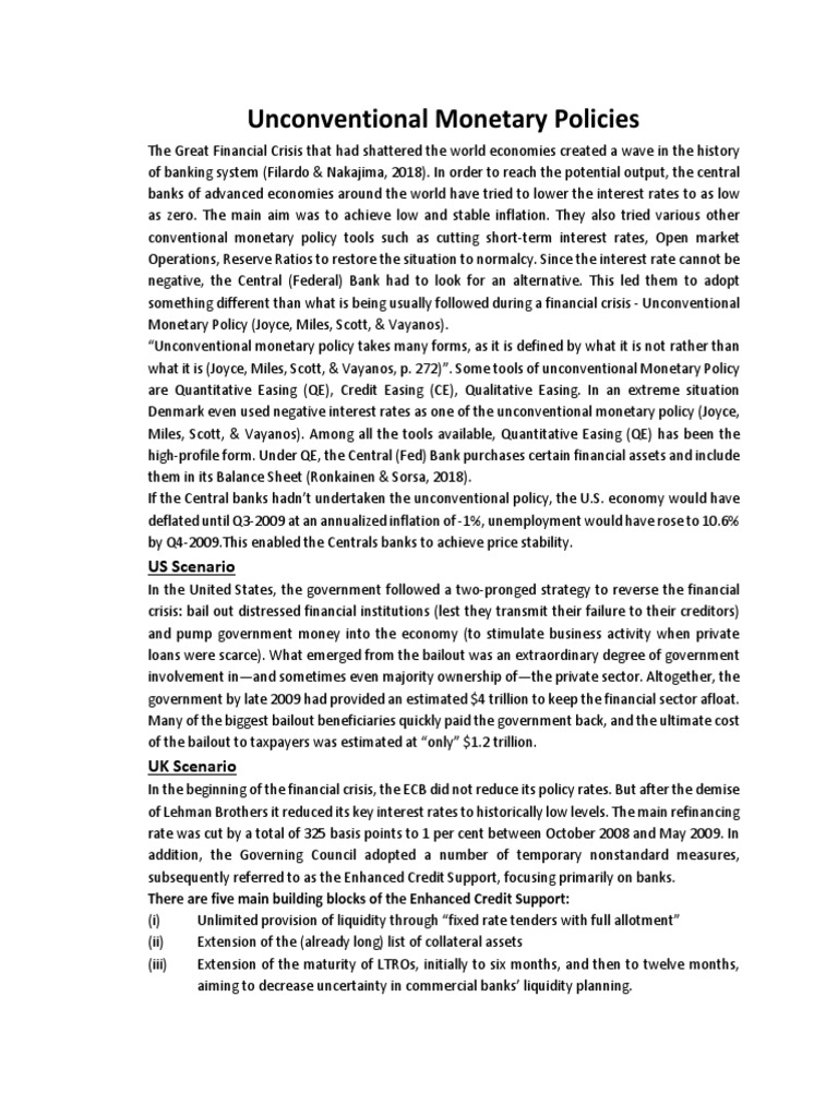 Unconventional Monetary Policy | PDF | Quantitative Easing | Monetary ...