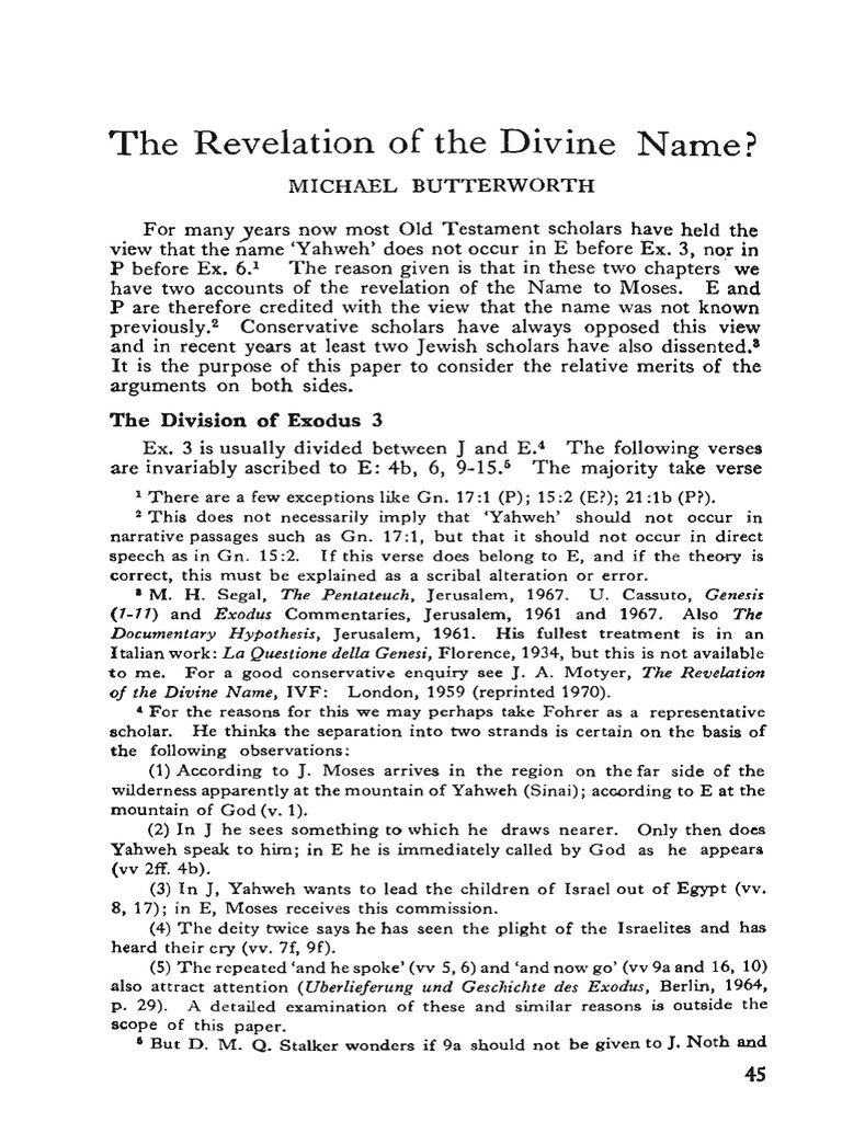 The Revelation of The Divine Name | PDF | Book Of Exodus | Yahweh