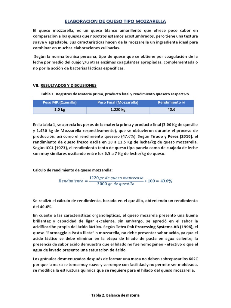Info Mozarella | PDF | Queso | Queso Mozzarella