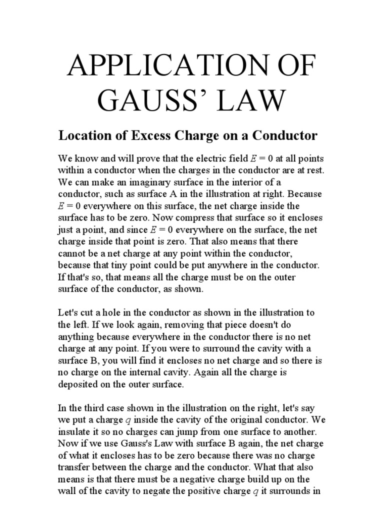 Application Of Gauss Law Pdf Theoretical Physics Physical Sciences