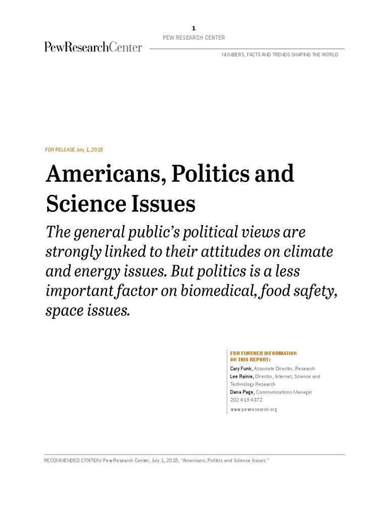 Americans, Politics and Science Issues - PEW | PDF | Republican Party ...