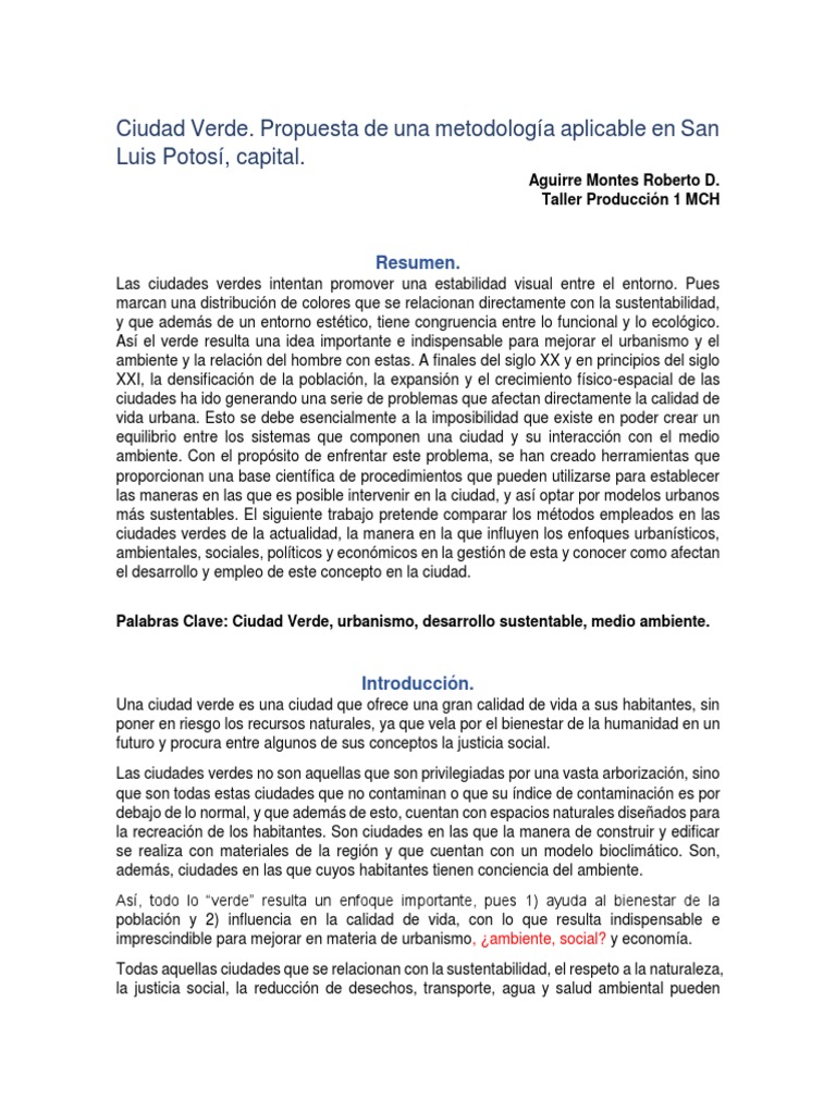 Ciudad Verde | PDF | Sustentabilidad | Desarrollo sostenible