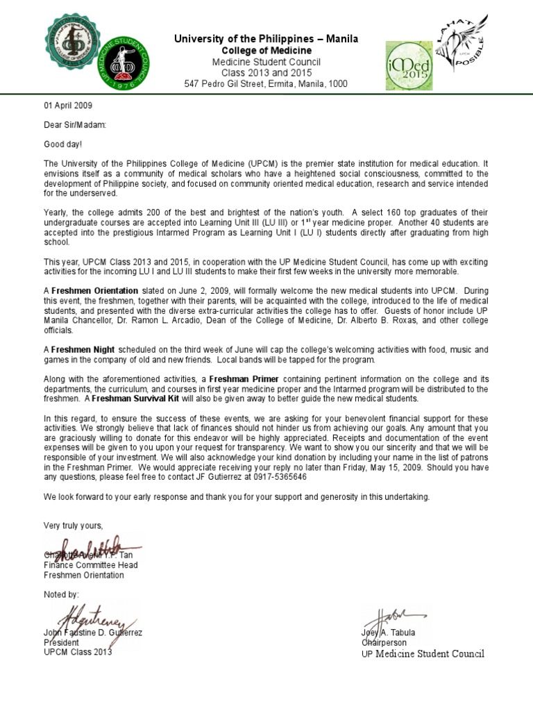 Solicitation Letter | PDF | Medical School | College