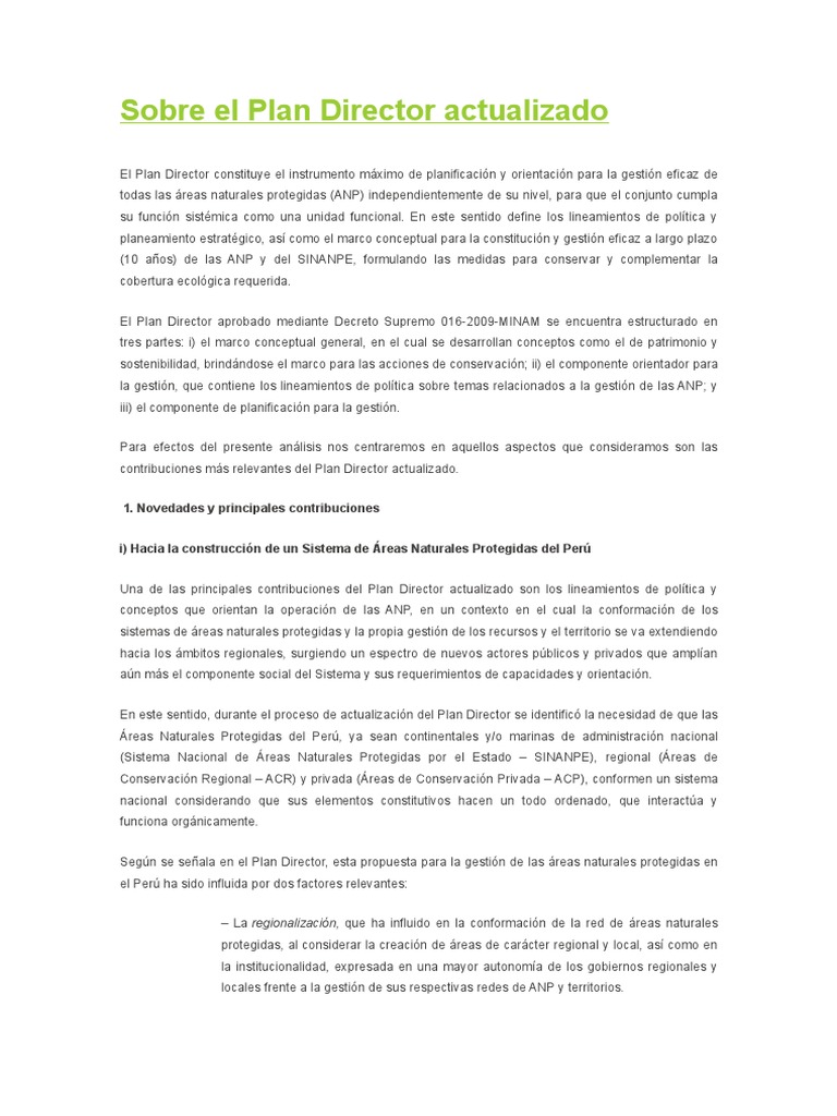 Sobre El Plan Director Actualizado | PDF | Planificación | Sustentabilidad