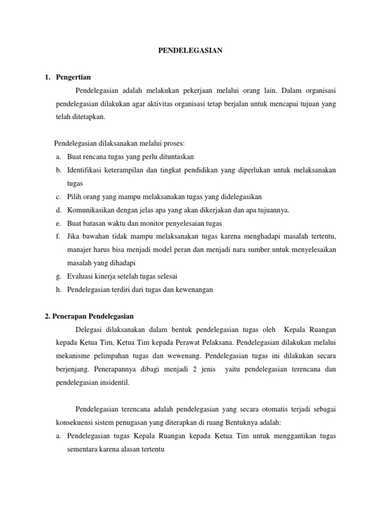 Pendelegasian | PDF | Karier & Perkembangan | Pengembangan Diri