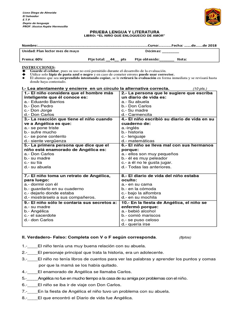 Prueba El Niño Que Enloqueció de Amor... | PDF