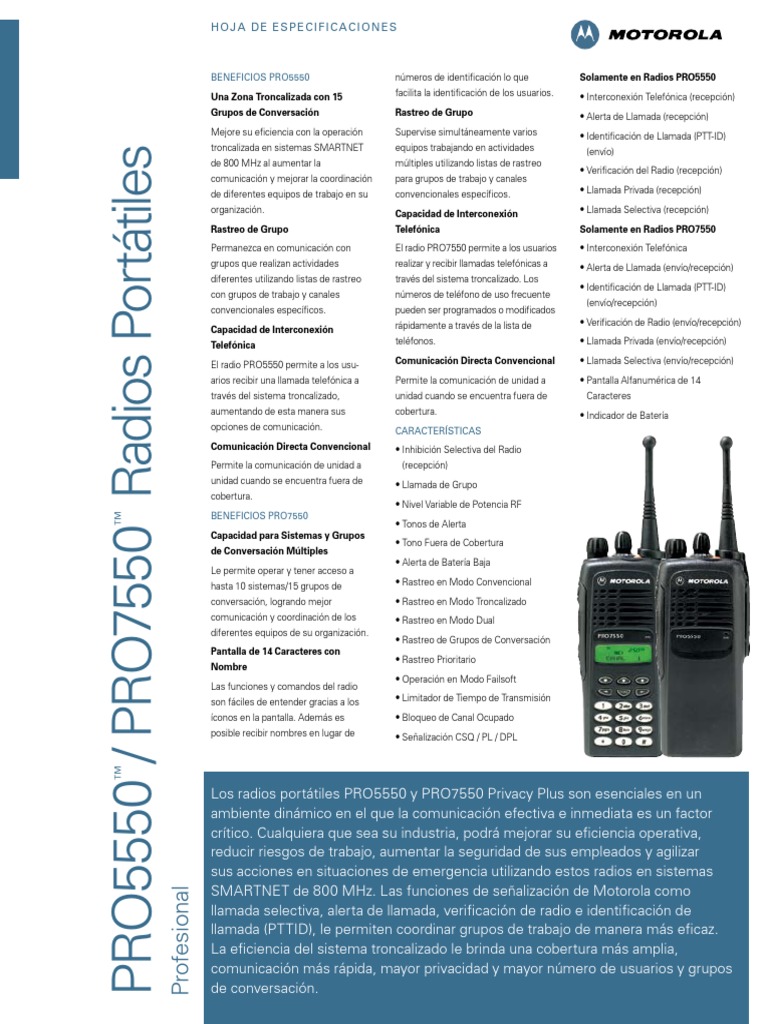 Radio Pro5550 Pro7550 | PDF | Radio | Modulación de frecuencia