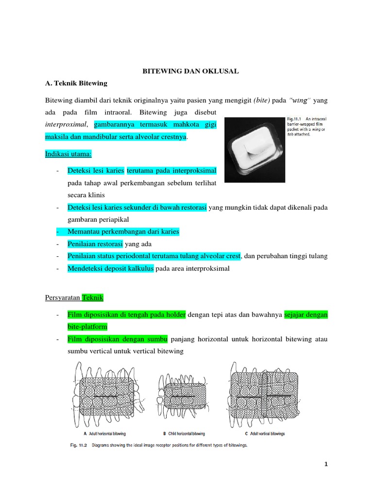 Teknik Bitewing dan Oklusal dalam Radiografi | PDF