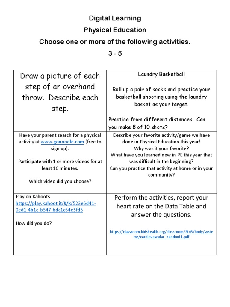 Digital PE Activities for Grades 3-5 | PDF