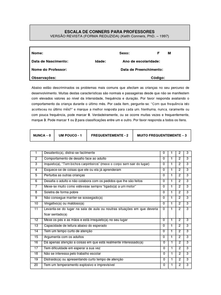 Escala de Conners | PDF