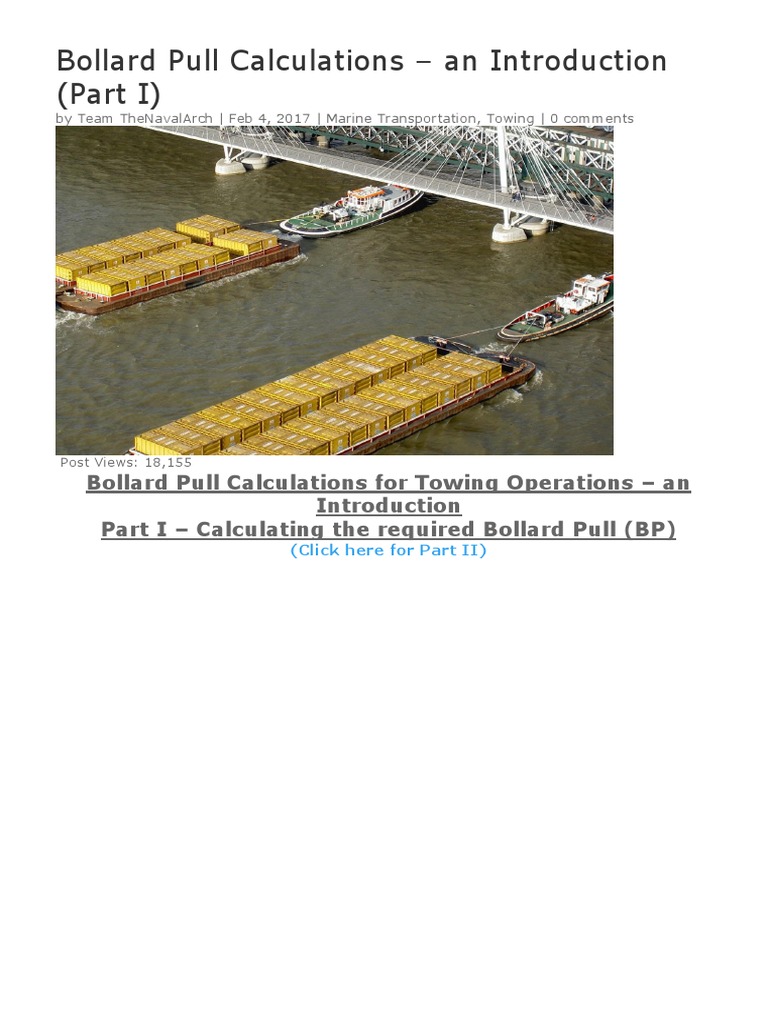 Bollard Pull Calculation Guide | PDF | Tugboat | Force