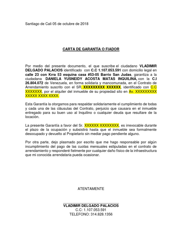 CARTA Fiador | PDF