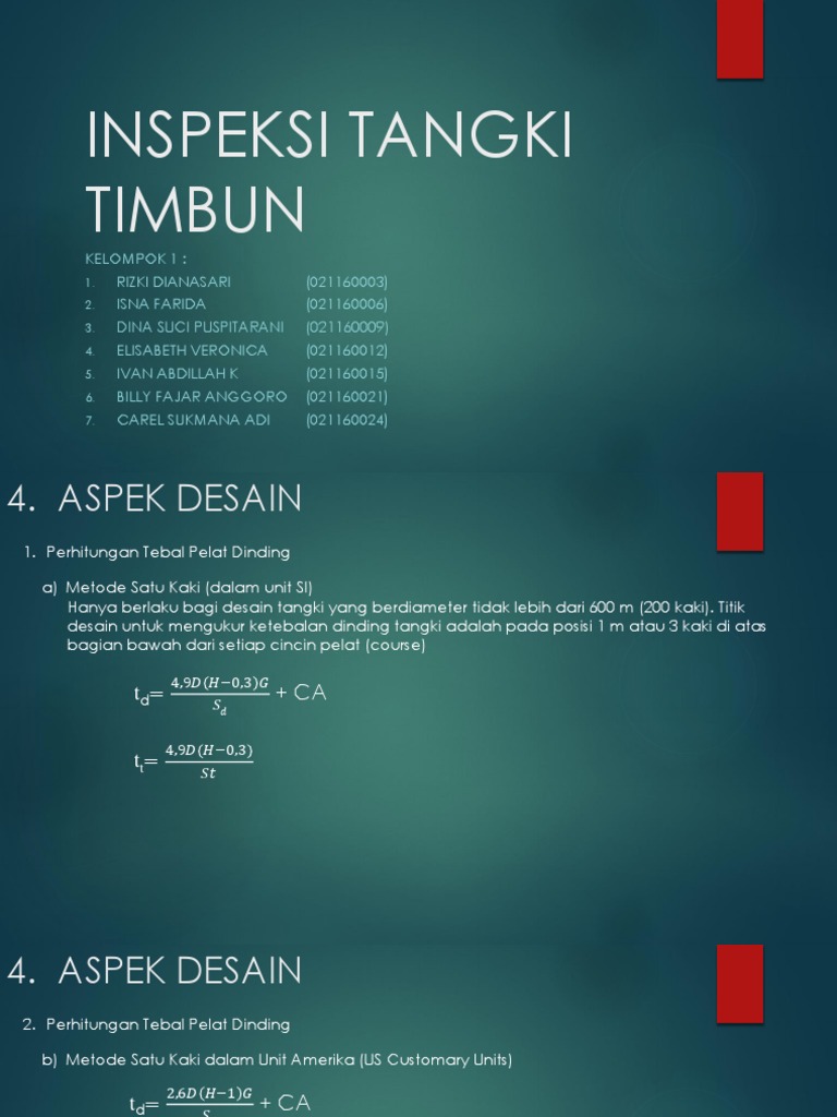 Inspeksi Tangki Tambun Kelompok 1 | PDF | Griya & Taman | Teknologi ...