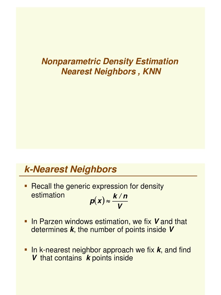Nonparametric Density Estimation Nearest Neighbors, KNN | PDF ...